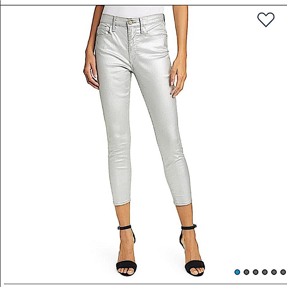 Frame Ali Metallic High Rise Ankle Cropped Skinny - Gem